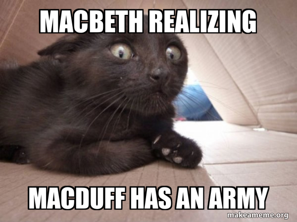macbeth realizing macduff has an army - Schitzo Cat Meme Generator