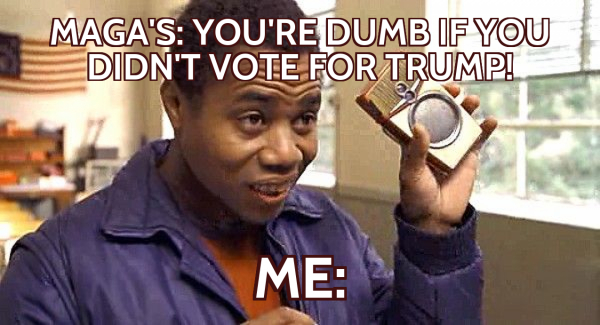 maga's: you're dumb if you didn't vote for trump! me: Meme Generator