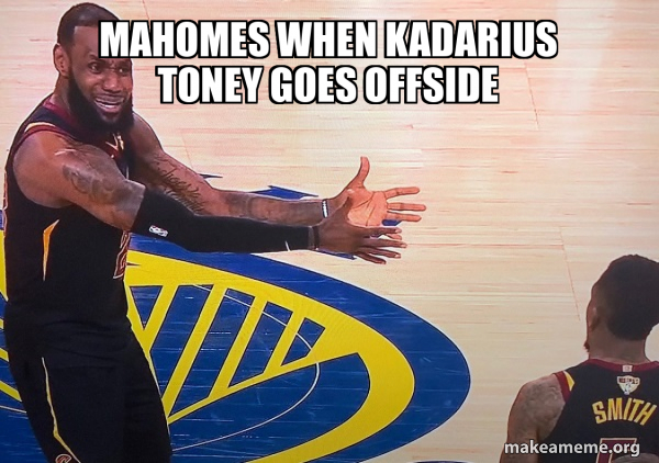 Mahomes when Kadarius Toney goes offside - Stop going offsides Kadarius ...