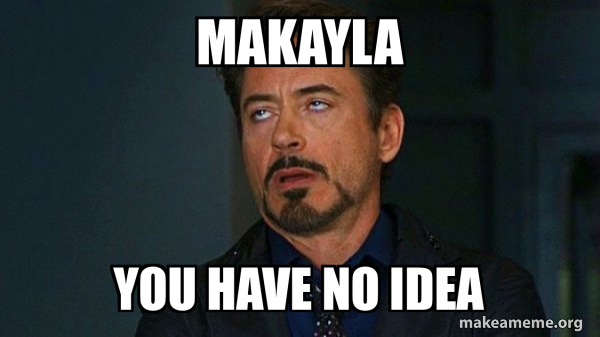 Makayla You have no idea - Tony Stark Eye Roll Meme Generator