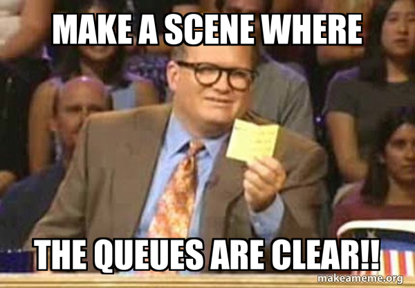 Make a scene where THE QUEUES ARE CLEAR!! - Drew Carey - Who's Line Is ...