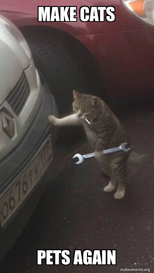 make cats pets again - Mechanic Cat Meme Generator