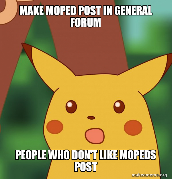 Make moped post in general forum People who don't like mopeds post ...