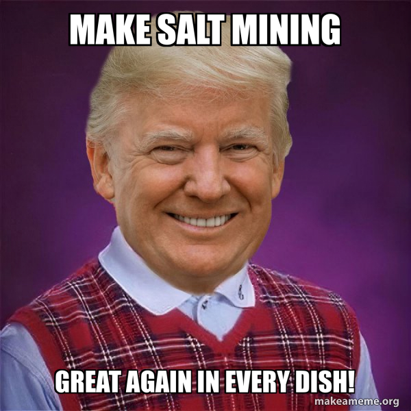 Make salt mining Great again in every dish! - Bad Luck Trump Meme Generator