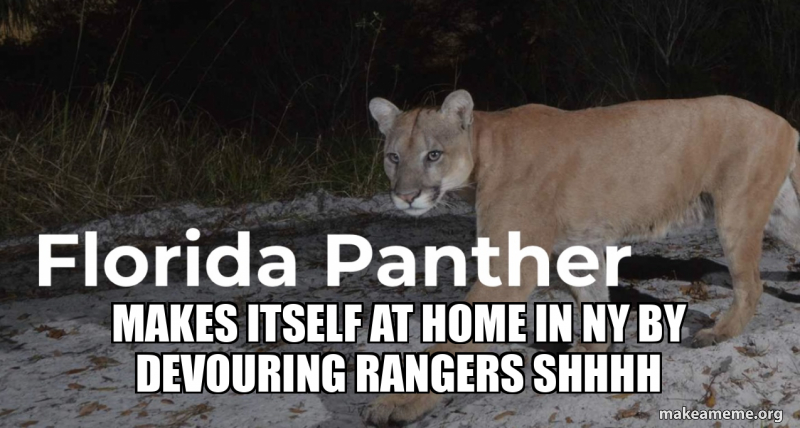 Makes itself at home in ny by devouring rangers shhhh Meme Generator