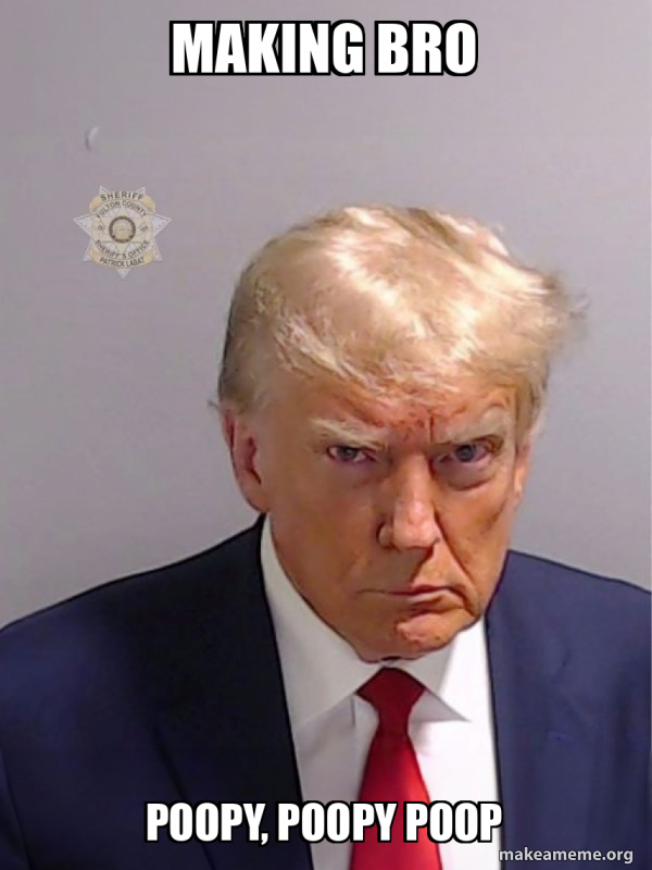 Making Bro Poopy, poopy poop - Donald Trump Mugshot Meme Generator