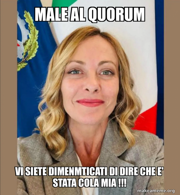 Male al quorum Vi siete dimenmticati di dire che e' stata cola mia ...