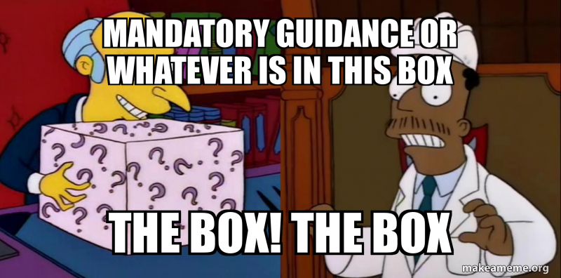 Mandatory guidance or whatever is in this box the box! the box Meme ...