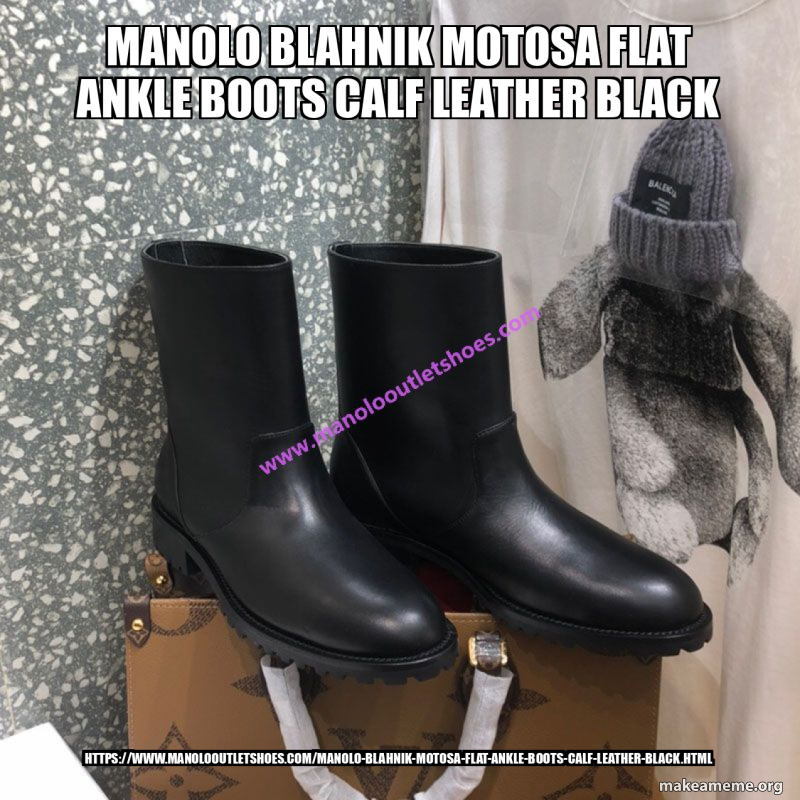 Manolo Blahnik Motosa Flat Ankle Boots Calf Leather Black https://www ...