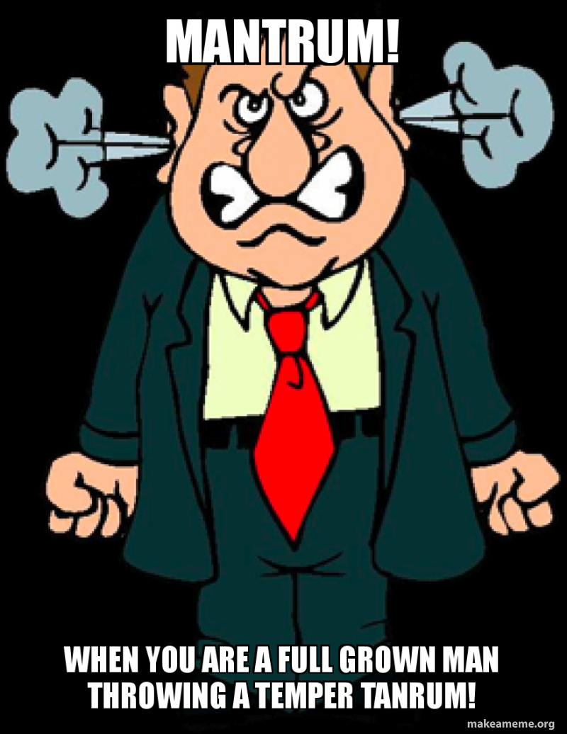 Mantrum! when you are a full grown man throwing a temper tanrum ...