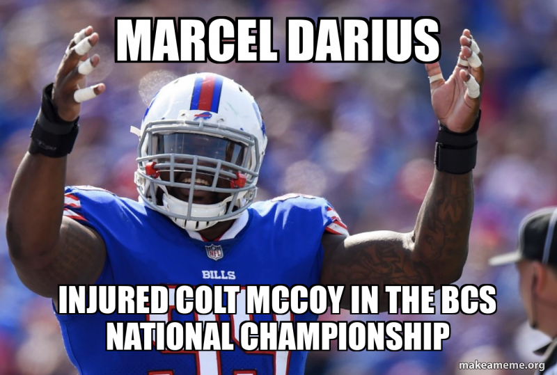 marcel darius injured colt mccoy in the bcs national championship Meme ...