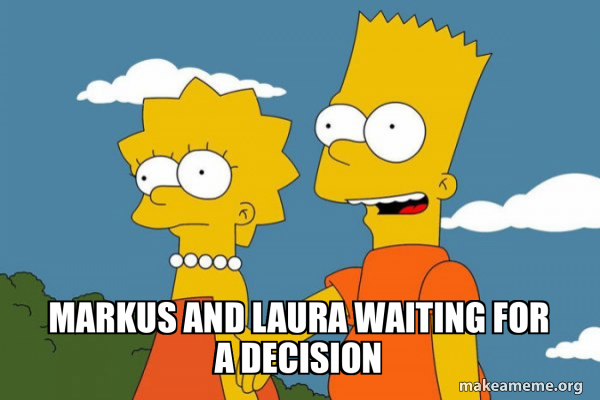 Markus and Laura waiting for a decision - Bart and Lisa Chat Meme Generator