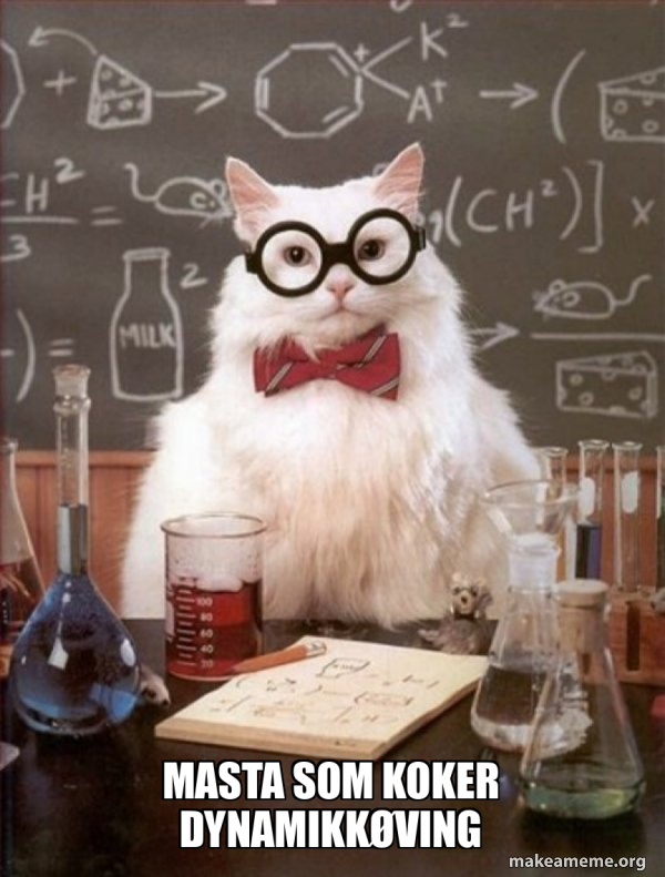 Masta som koker dynamikkøving - Chemistry Cat Meme Generator