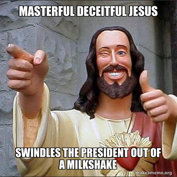 Masterful deceitful Jesus Swindles the president out of a milkshake ...