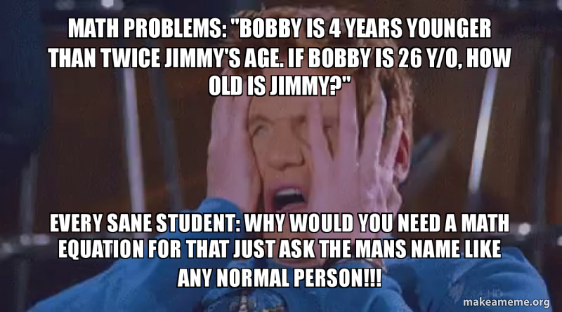 math problems: "bobby is 4 years younger than twice jimmy's age. if ...