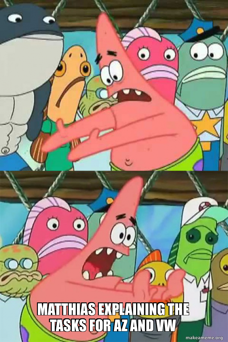 Matthias explaining the tasks for AZ and VW - Push It Somewhere Else ...