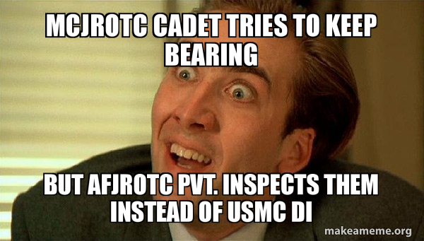 MCJROTC cadet tries to keep bearing But AFJROTC Pvt. inspects them ...