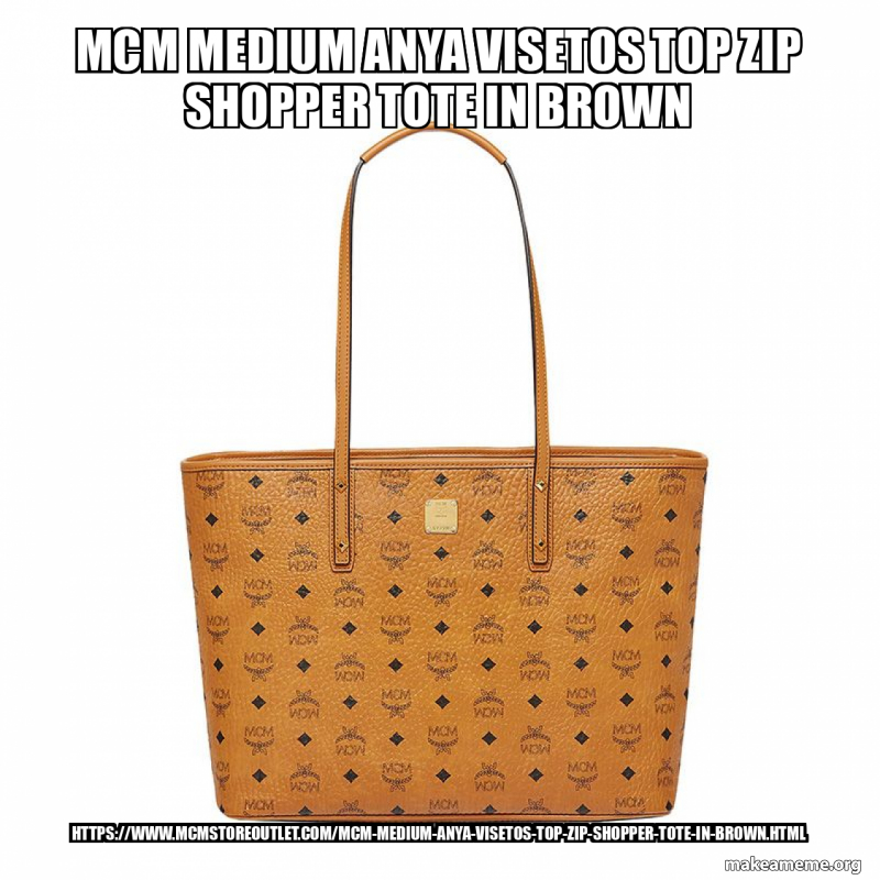 MCM Medium Anya Visetos Top Zip Shopper Tote In Brown https://www ...