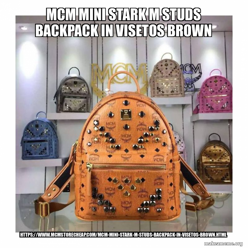 MCM Mini Stark M Studs Backpack In Visetos Brown https://www ...