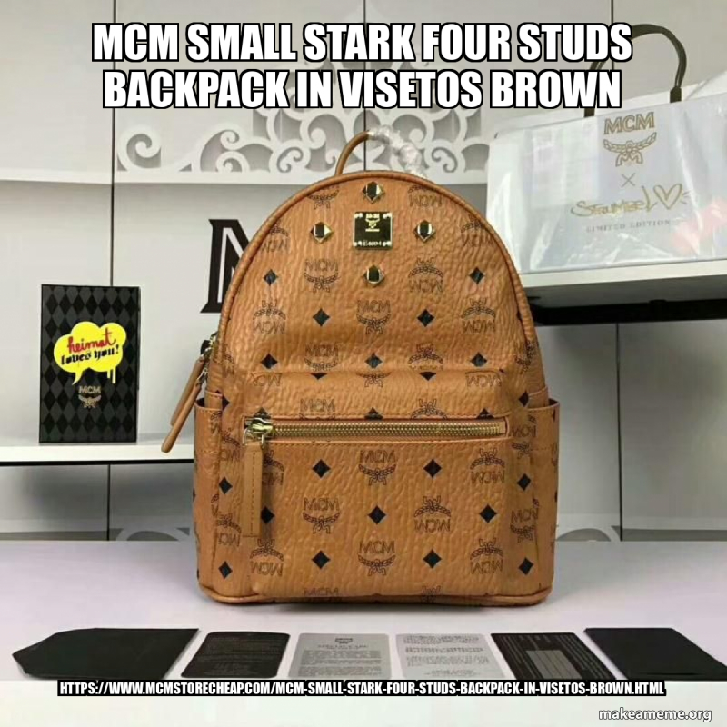 MCM Small Stark Four Studs Backpack In Visetos Brown https://www ...