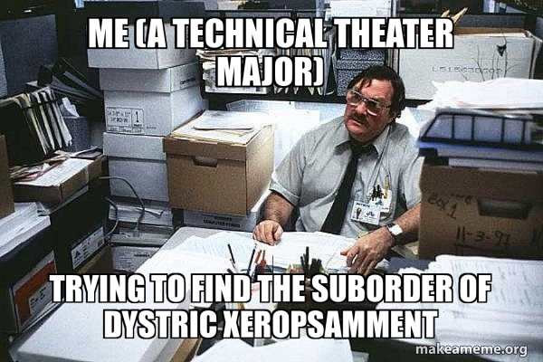 Me (a technical theater major) Trying to find the suborder of Dystric ...