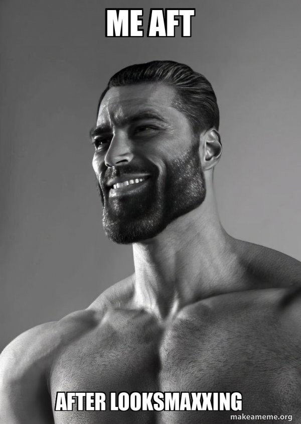 Me aft after looksmaxxing - Gigachad Meme Generator
