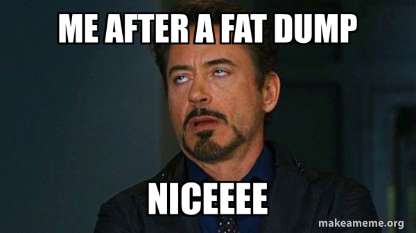 me after a fat dump niceeee - Tony Stark Eye Roll Meme Generator
