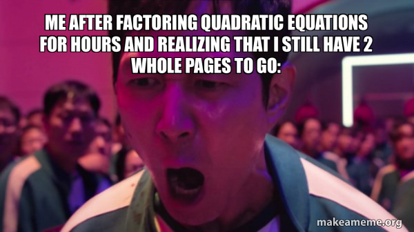 Me after factoring quadratic equations for hours and realizing that I ...