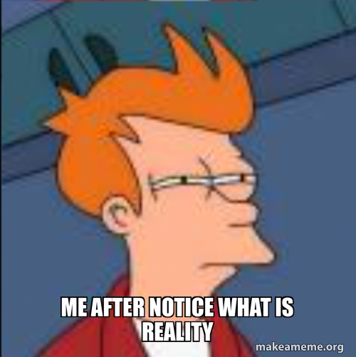 Me after notice what is reality Meme Generator