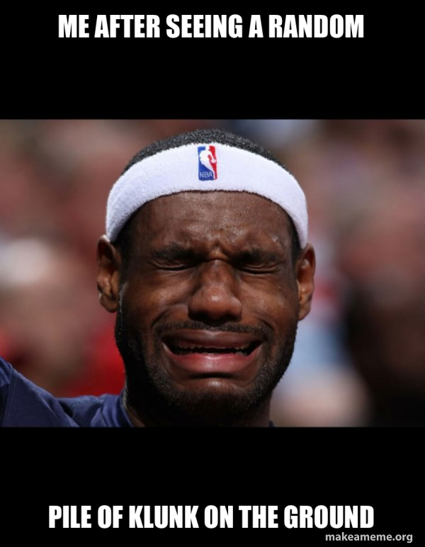 Me after seeing a random pile of klunk on the ground - Lebron Crying ...