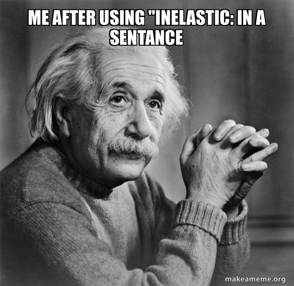 Me after using "inelastic: in a sentance - Serious Albert Einstein Meme ...