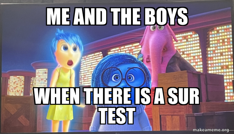 Me and the boys When there is a sur test Meme Generator