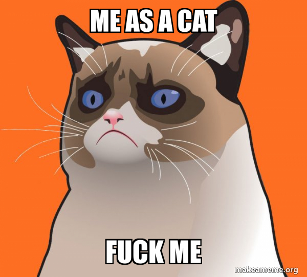 Me as a cat Fuck me - Cartoon Grumpy Cat Meme Generator