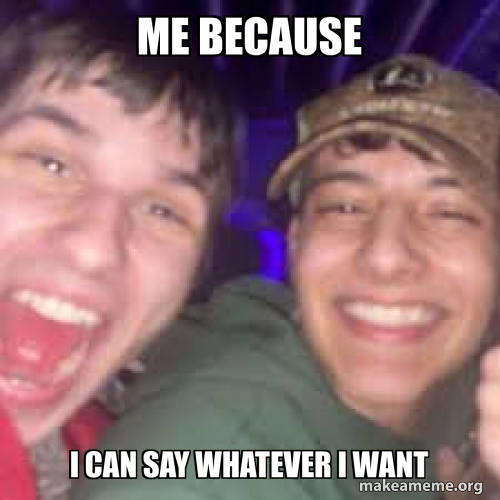 Me because I can say whatever I want Meme Generator