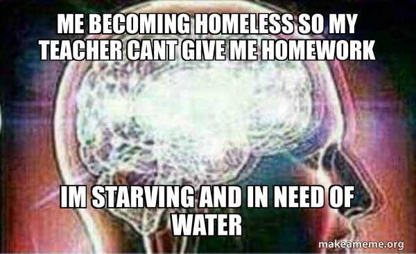 me becoming homeless so my teacher cant give me homework im starving ...