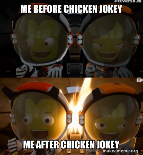 Me before chicken jokey Me after chicken jokey - This is me during the ...
