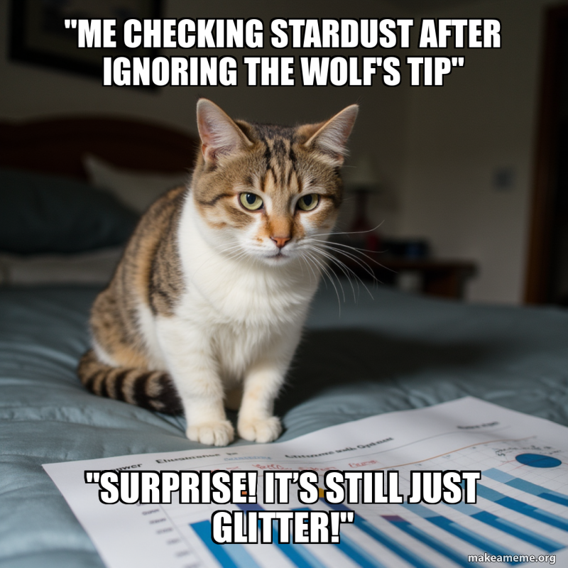 "Me checking Stardust after ignoring the Wolf's tip" "Surprise! It’s ...