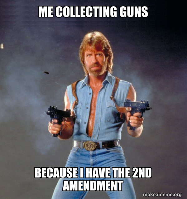 Me collecting guns Because I have the 2nd amendment - Chuck Norris Meme ...