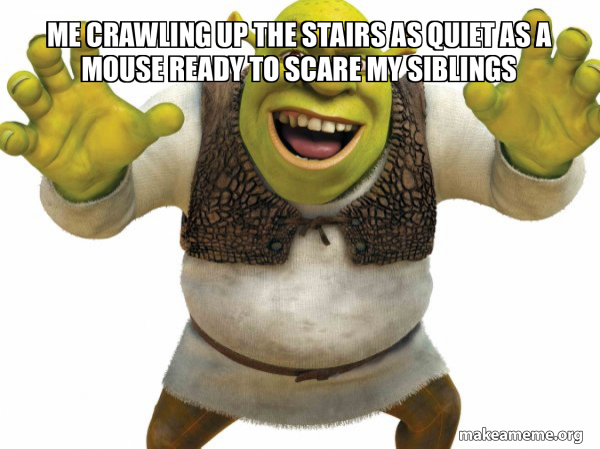 Me crawling up the stairs as quiet as a mouse ready to scare my ...