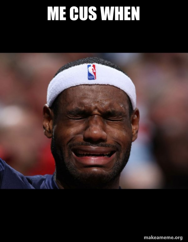 me cus when - Lebron Crying Meme Generator
