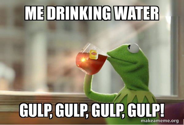 Me drinking water Gulp, Gulp, Gulp, Gulp! - Kermit Drinking Tea Meme ...