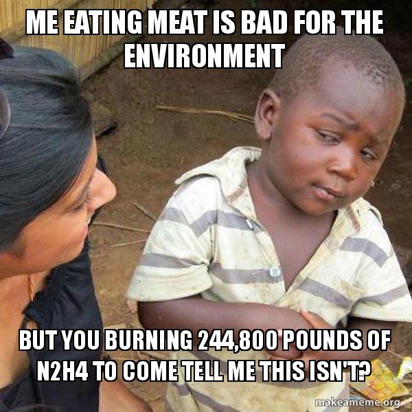 Me eating meat is bad for the environment But you burning 244,800 ...