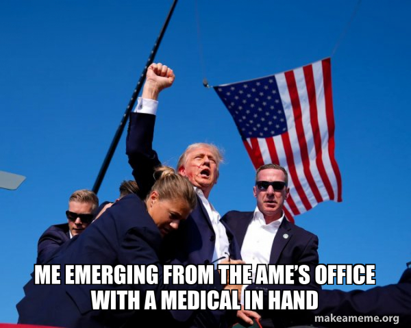 Me emerging from the AME’s office with a medical in hand - Trump Fist ...