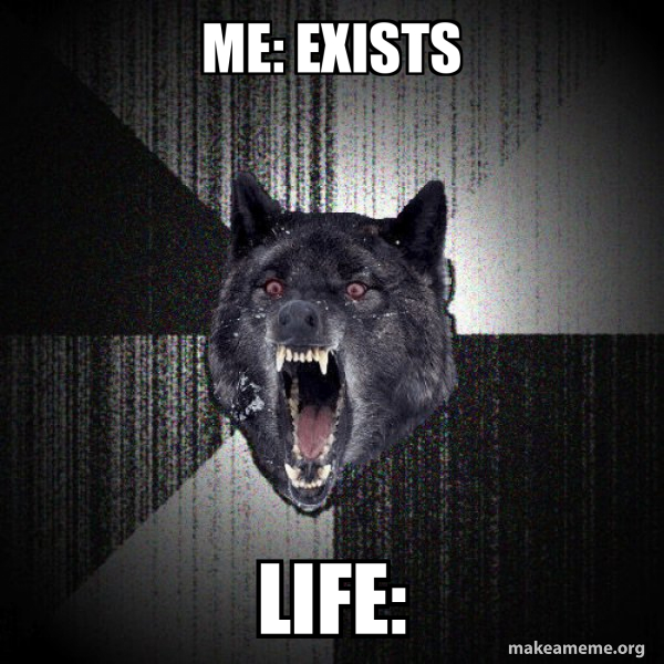 Me: Exists Life: - Insanity Wolf Meme Generator