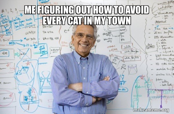 me figuring out how to avoid every cat in my town - Good Guy Professor ...