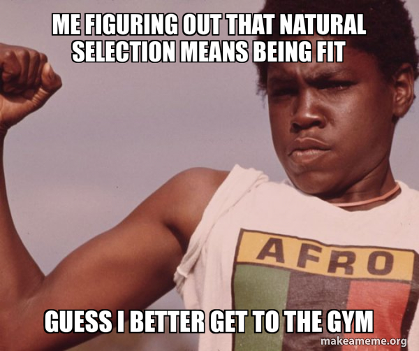 Me figuring out that Natural Selection means being fit Guess I better ...