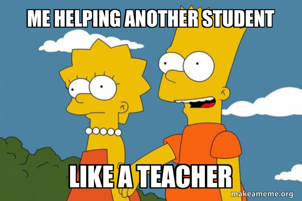 Me Helping Another Student Like A Teacher - Bart and Lisa Chat Meme ...