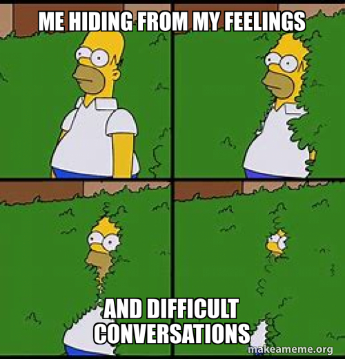 Me hiding from my feelings and difficult conversations Meme Generator
