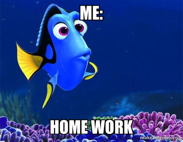 ME: Home work - Dory from Nemo (5 second memory) Meme Generator