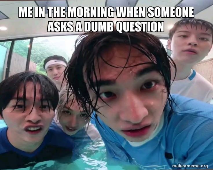 me in the morning when someone asks a dumb question Meme Generator